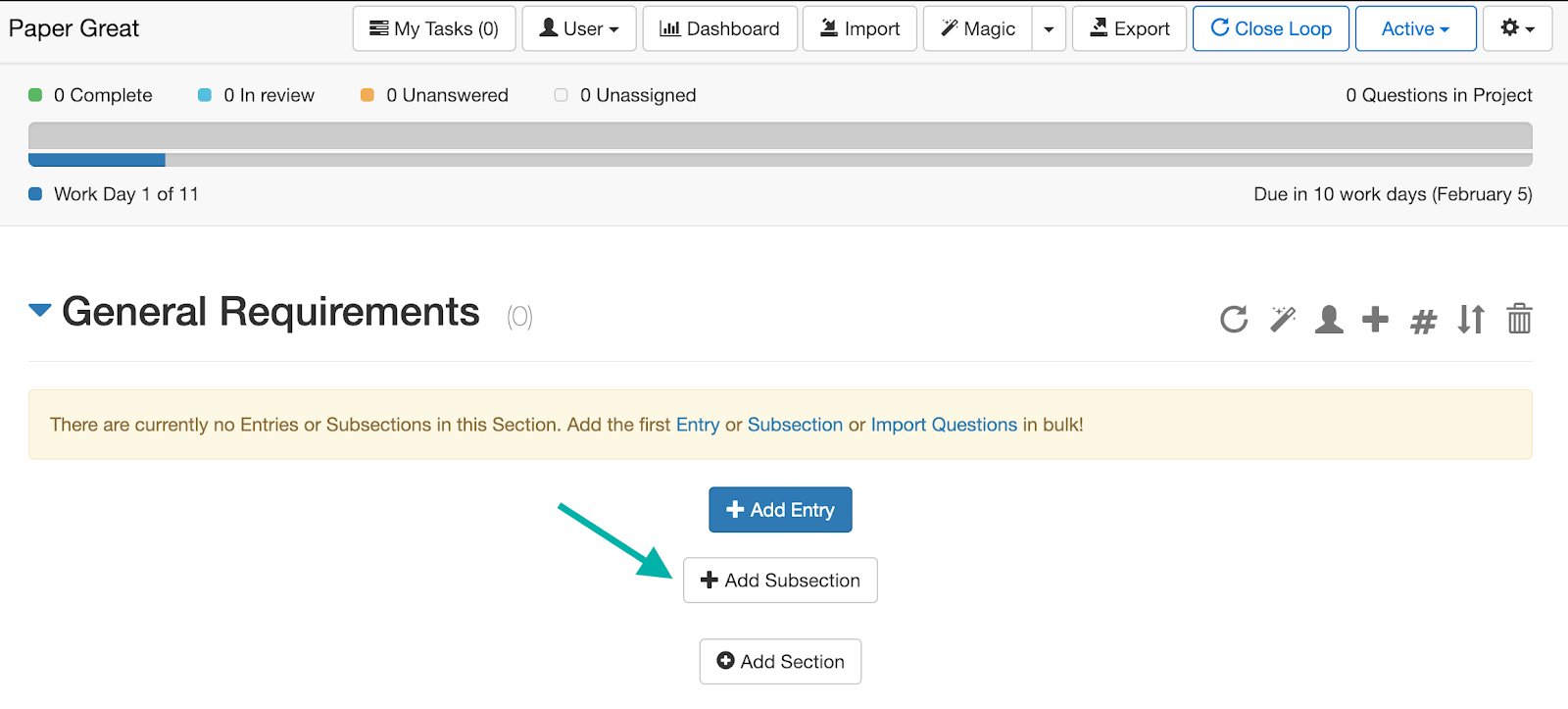 How Do I Create And Organize Project Sections Subsections And Entries