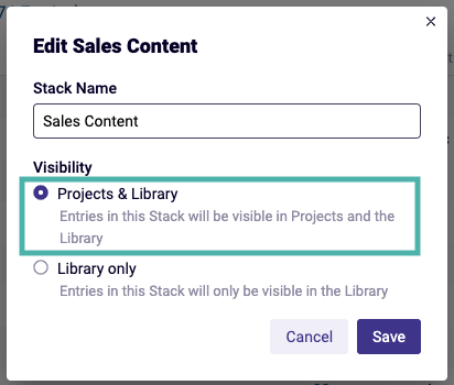 Can I Make Specific Stacks Unavailable For Projects? – Loopio Help Center